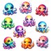 Cute Octopus Watercolor Clipart Bundle, Nursery PNG (digital Download ...