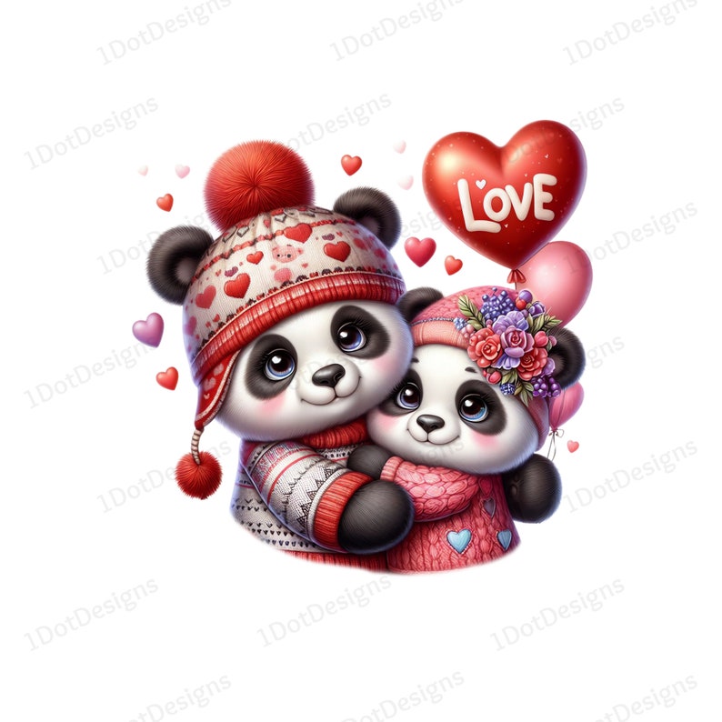 Valentines Panda Clipart Bundle, Valentines Clipart, Panda Png ...