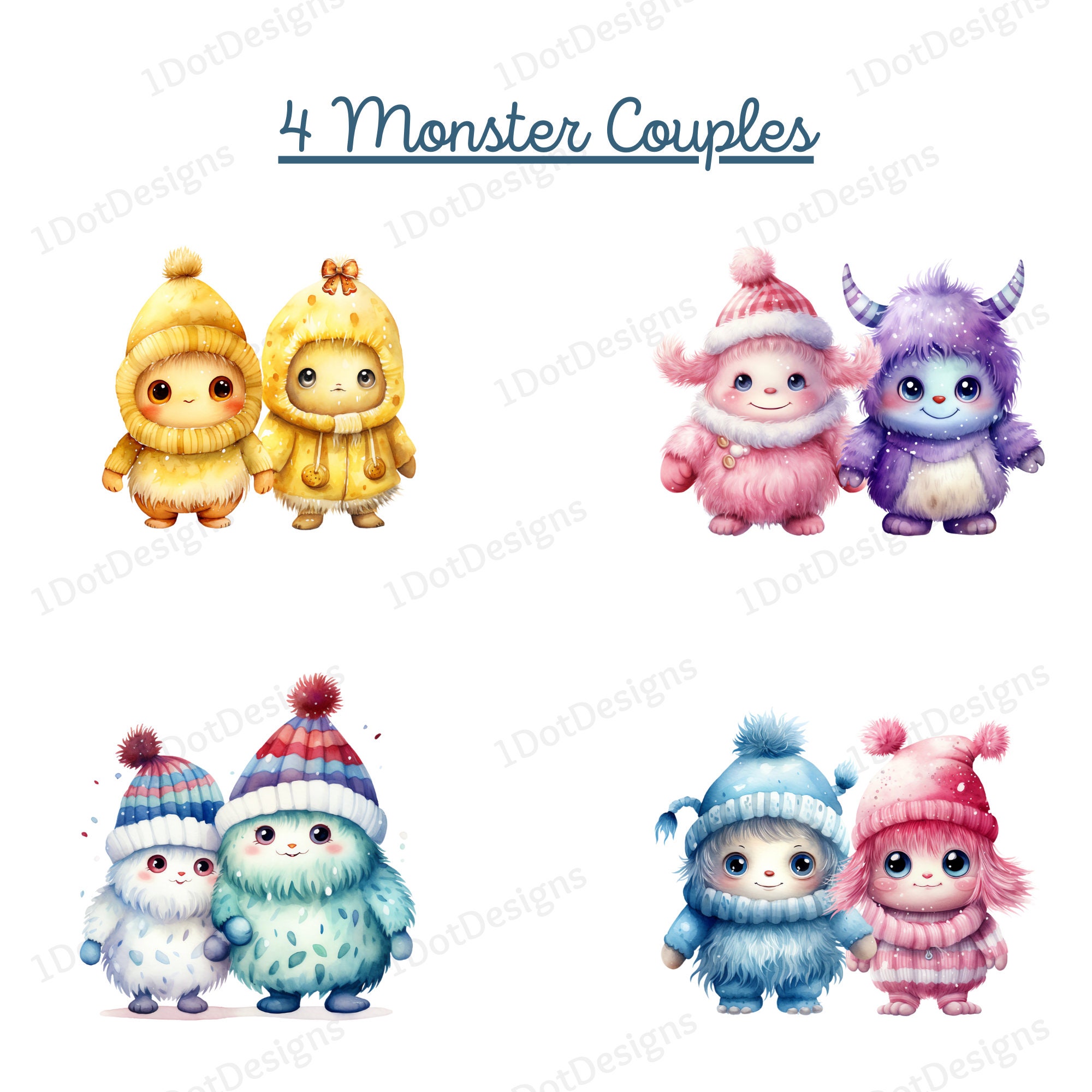 Christmas Monsters Family Clipart Bundle, Christmas PNG, Christmas ...