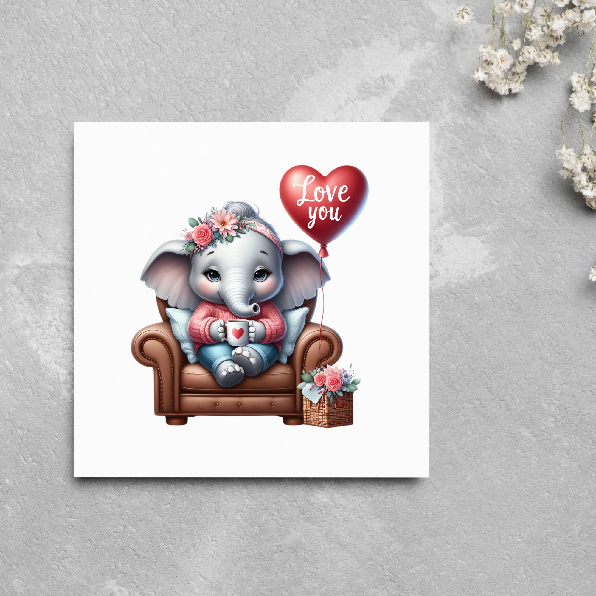 Valentines Elephant Clipart, Valentines Day Clipart, Love You Clipart ...