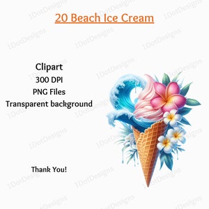 Beach Ice Cream Clipart Bundle, Summer PNG, Travel Clipart, Ice Cream ...