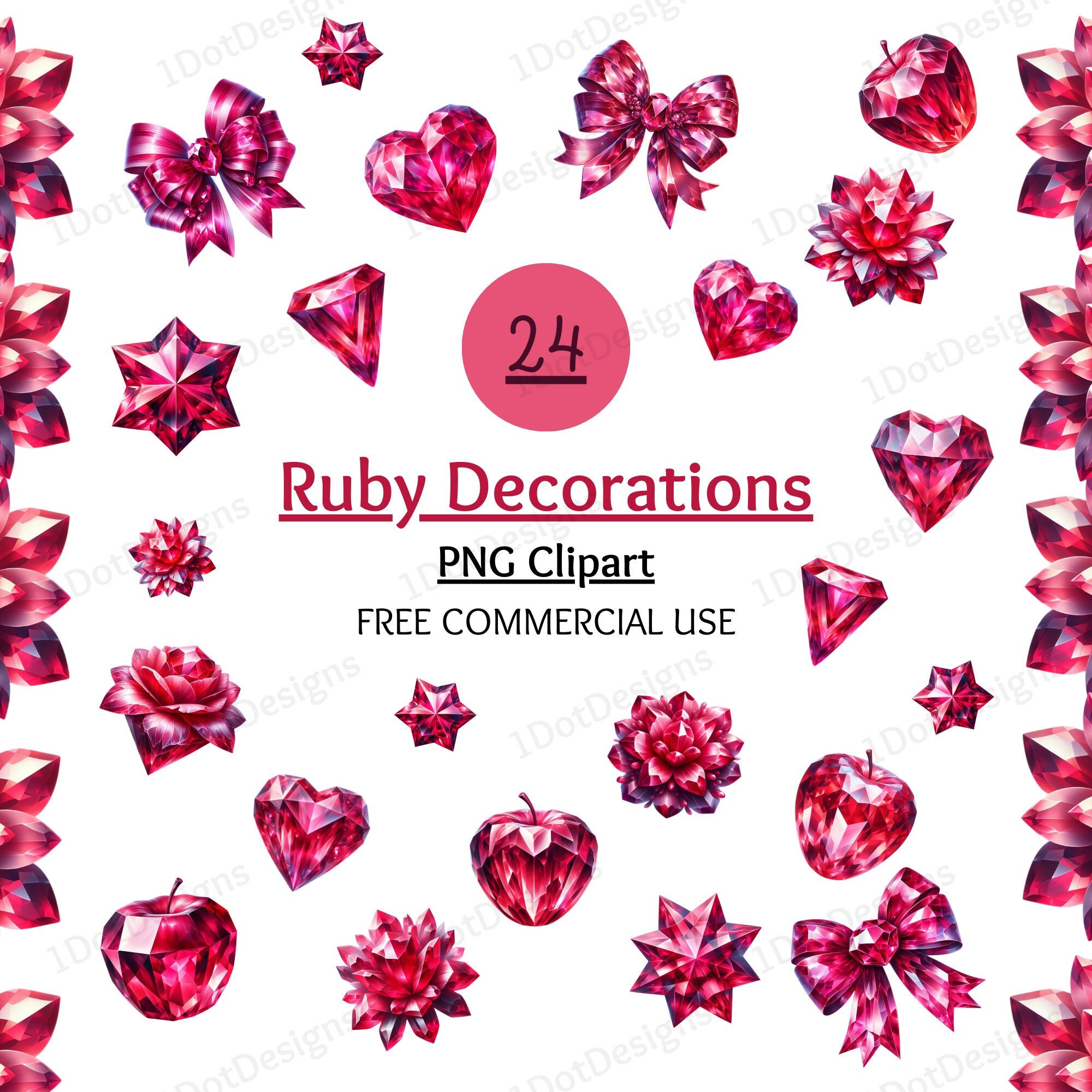 Ruby Decorations Clipart Bundle, Ruby PNG, Crystals Clipart, Ruby ...