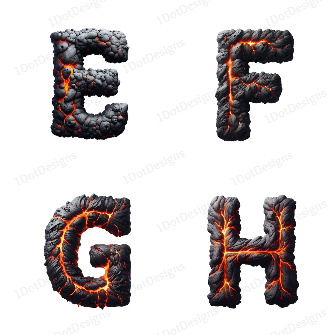 36 Lava Alphabet Clipart Bundle, Volcano PNG, Letters Clipart, Fire ...