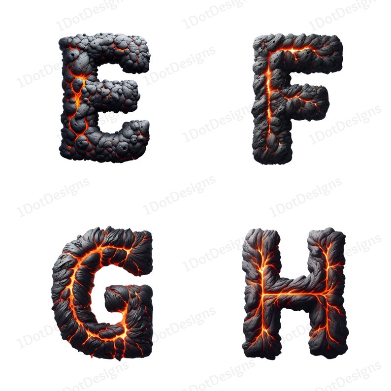 Lava Alphabet Clipart Bundle, Volcano Font, Fire Letters (digital ...