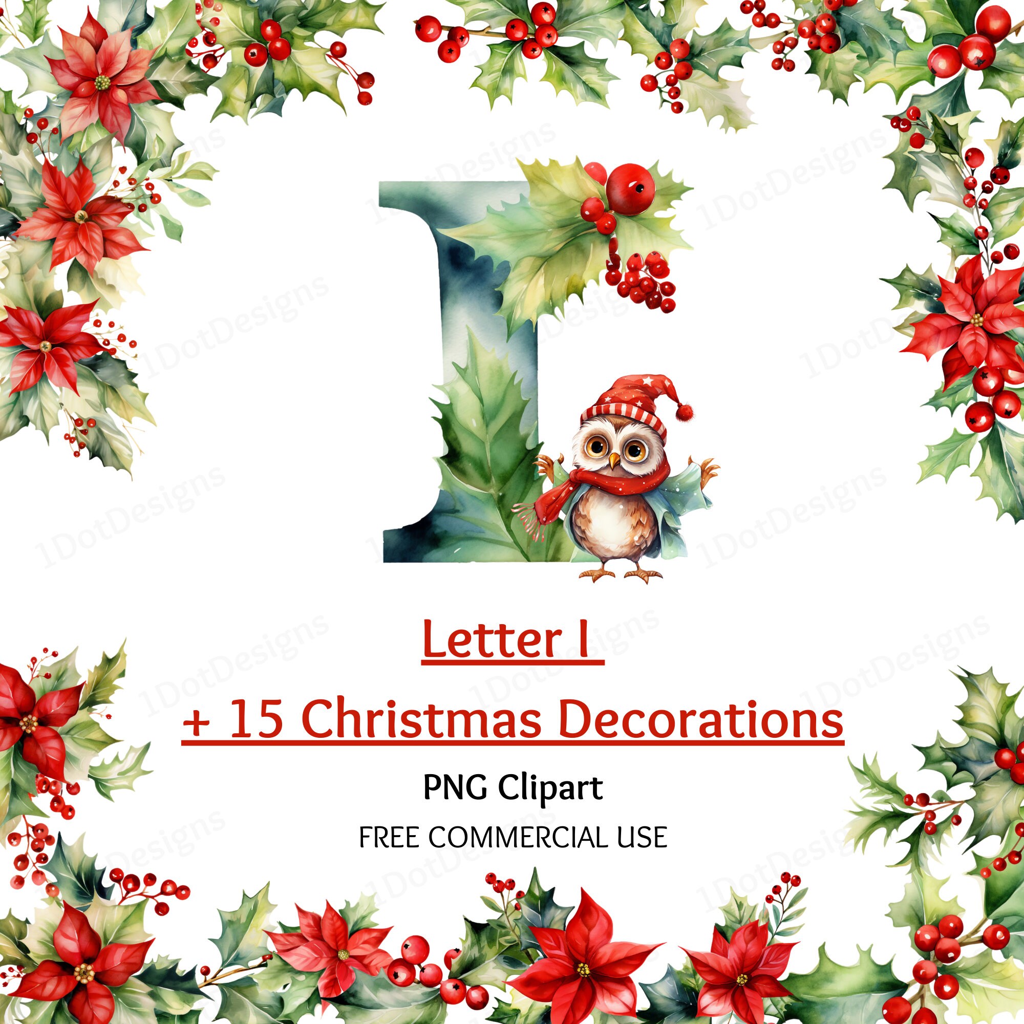 Christmas Letter I Clipart Bundle Christmas PNG Christmas - Etsy