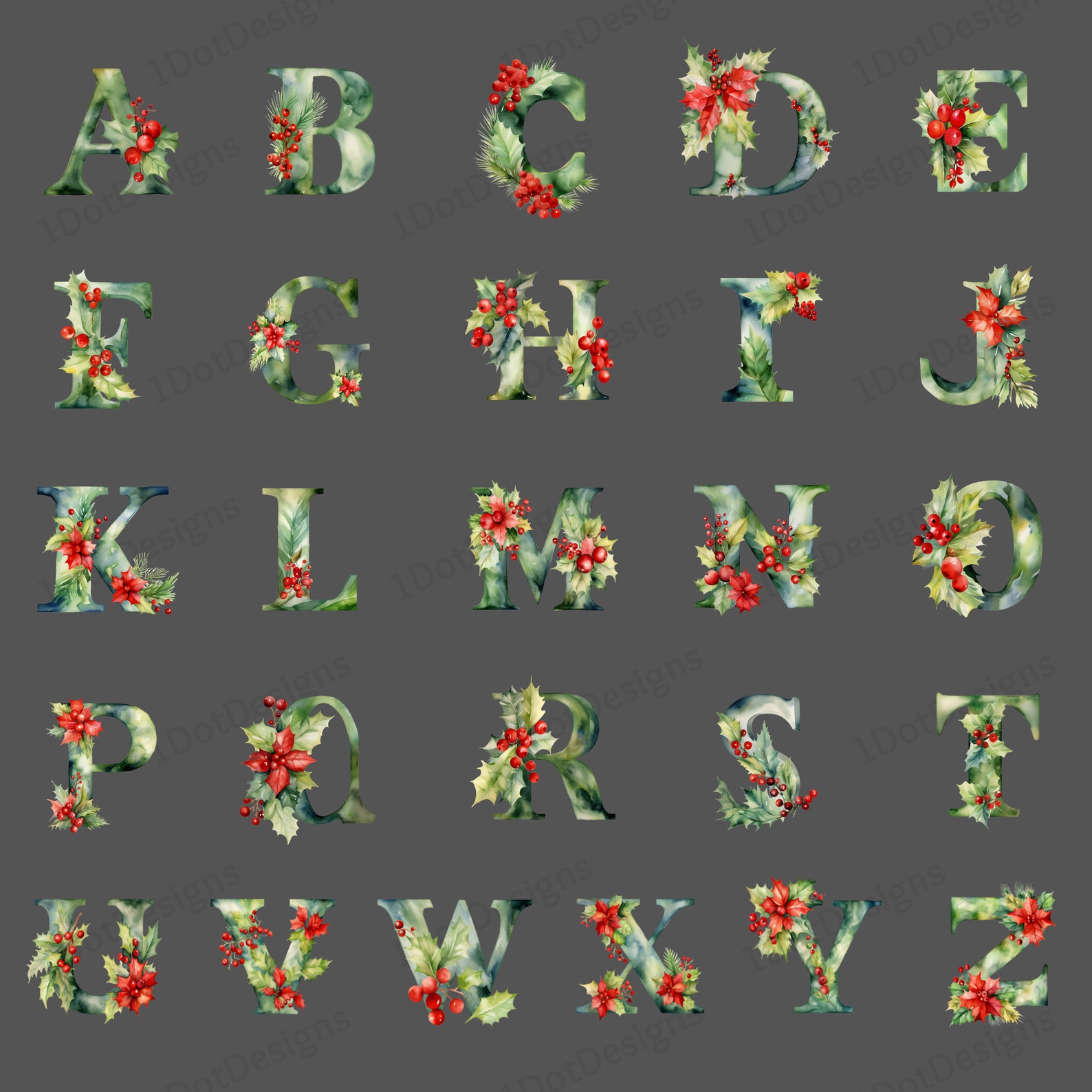 41 Christmas Alphabet Clipart Bundle, Christmas PNG, Christmas Clipart ...