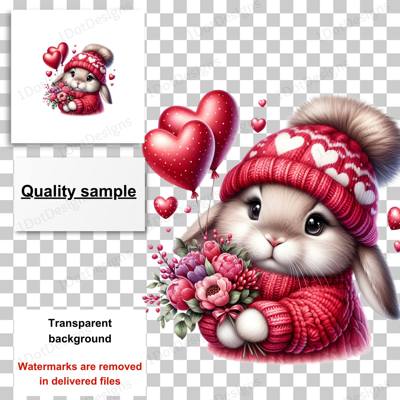 Valentine Bunny Clipart Bundle, Valentines Day Clipart, Love Clipart ...