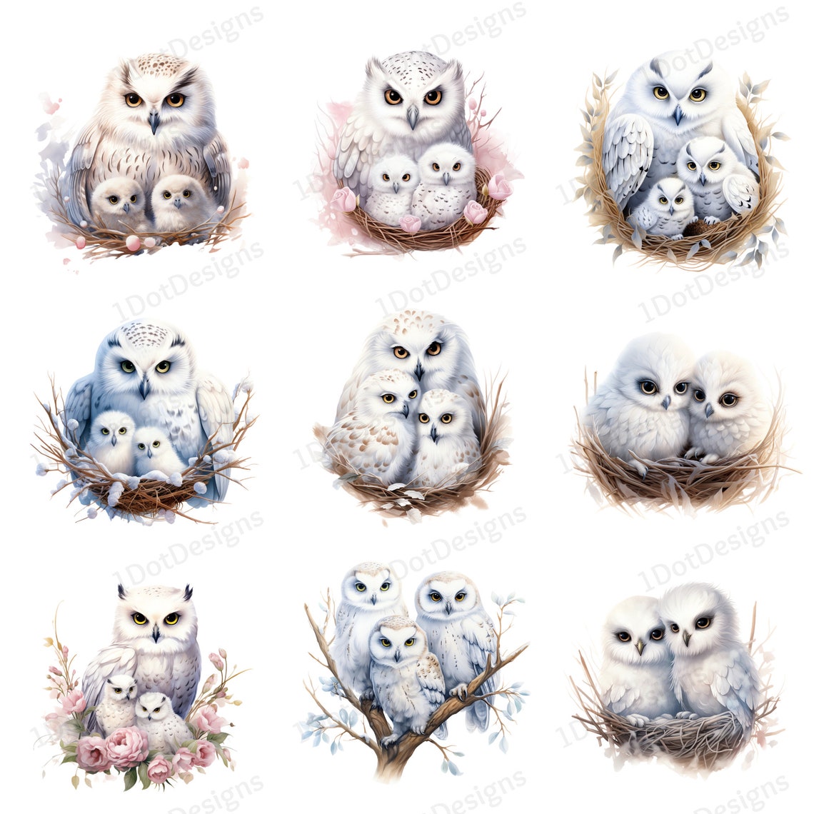 Snowy Owl Family Clipart Bundle Snow Owl PNG Nature Clipart - Etsy UK