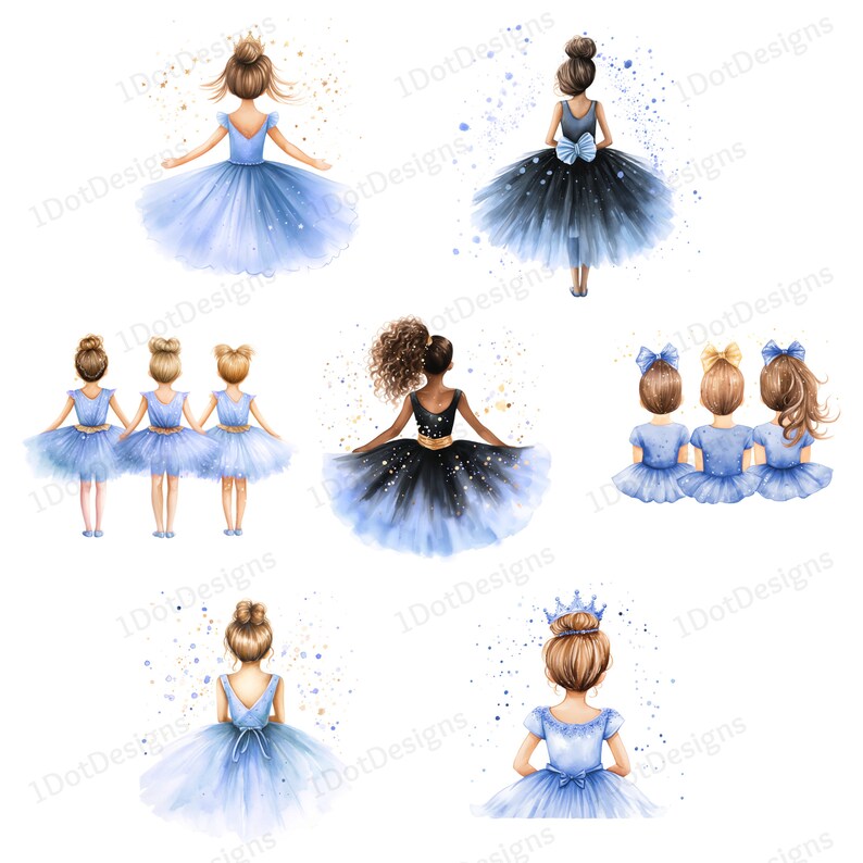 Golden Blue Ballerina Clipart Bundle, Swan Lake Clipart, Ballerina PNG ...