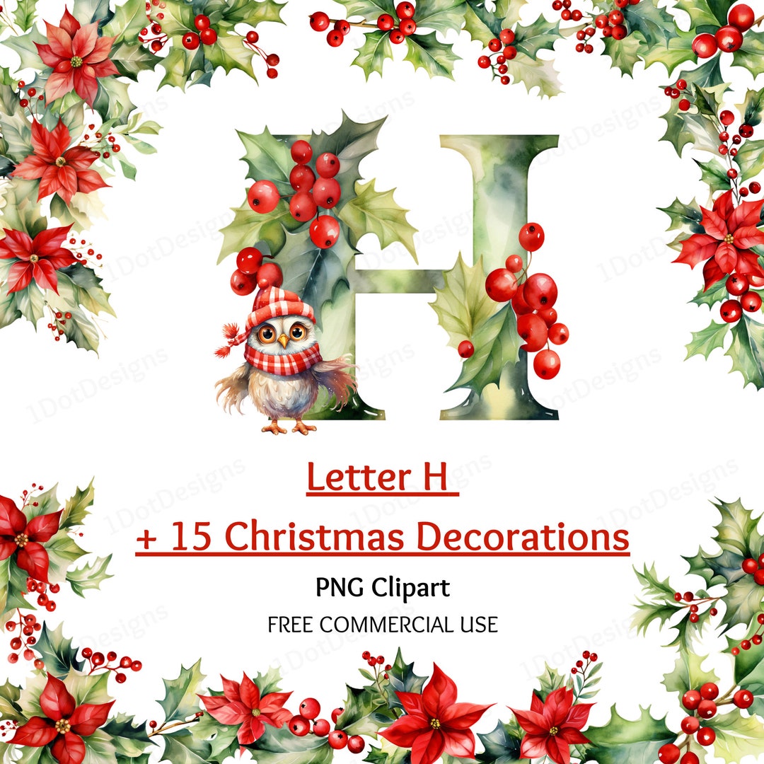 Christmas Letter H Clipart Bundle, Christmas PNG, Christmas Clipart ...