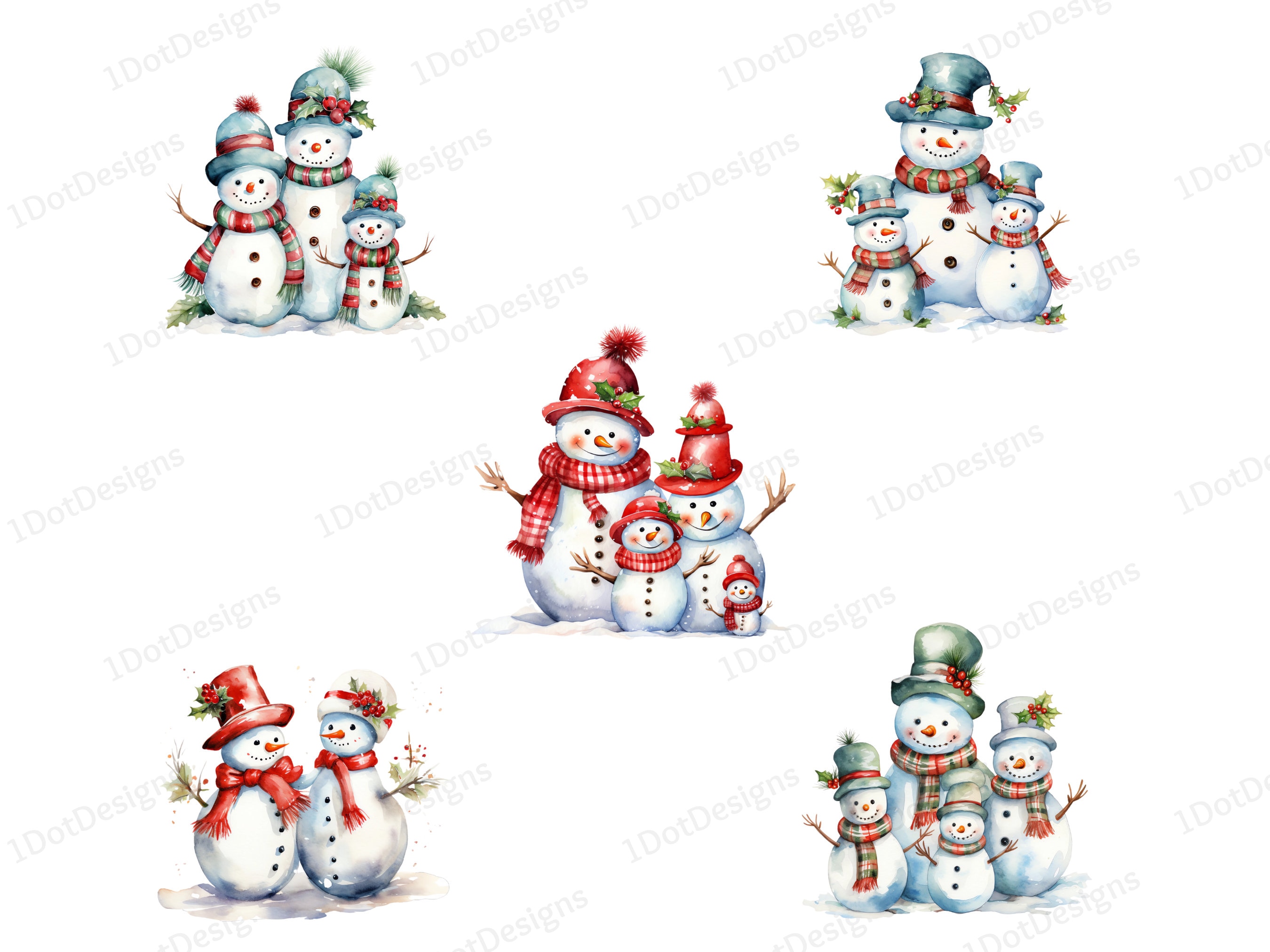 Snowman Family Clipart Bundle, Christmas PNG, Christmas Clipart ...