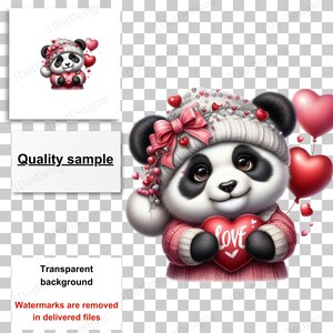 Valentines Panda Clipart Bundle, Valentines Clipart, Panda Png ...