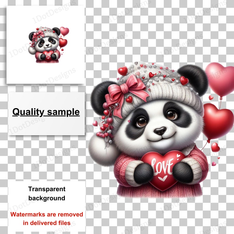 Valentines Panda Clipart Bundle, Valentines Clipart, Panda Png ...