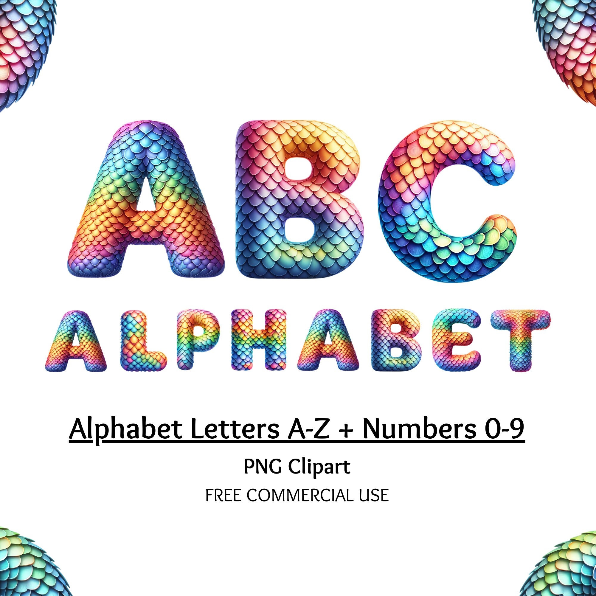 36 Dragon Scales Alphabet Clipart Bundle, Fantasy Font, Letters Clipart ...