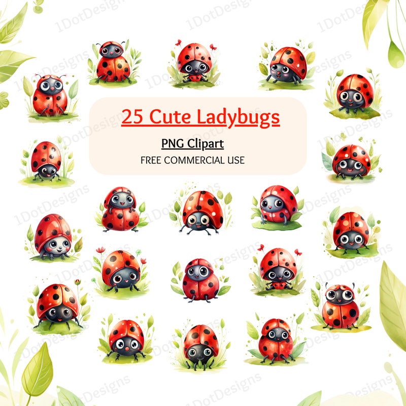 Ladybugs Clipart - Etsy