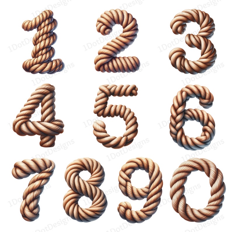 Rope Alphabet and Numbers Clipart Bundle, Boho PNG (digital Download ...