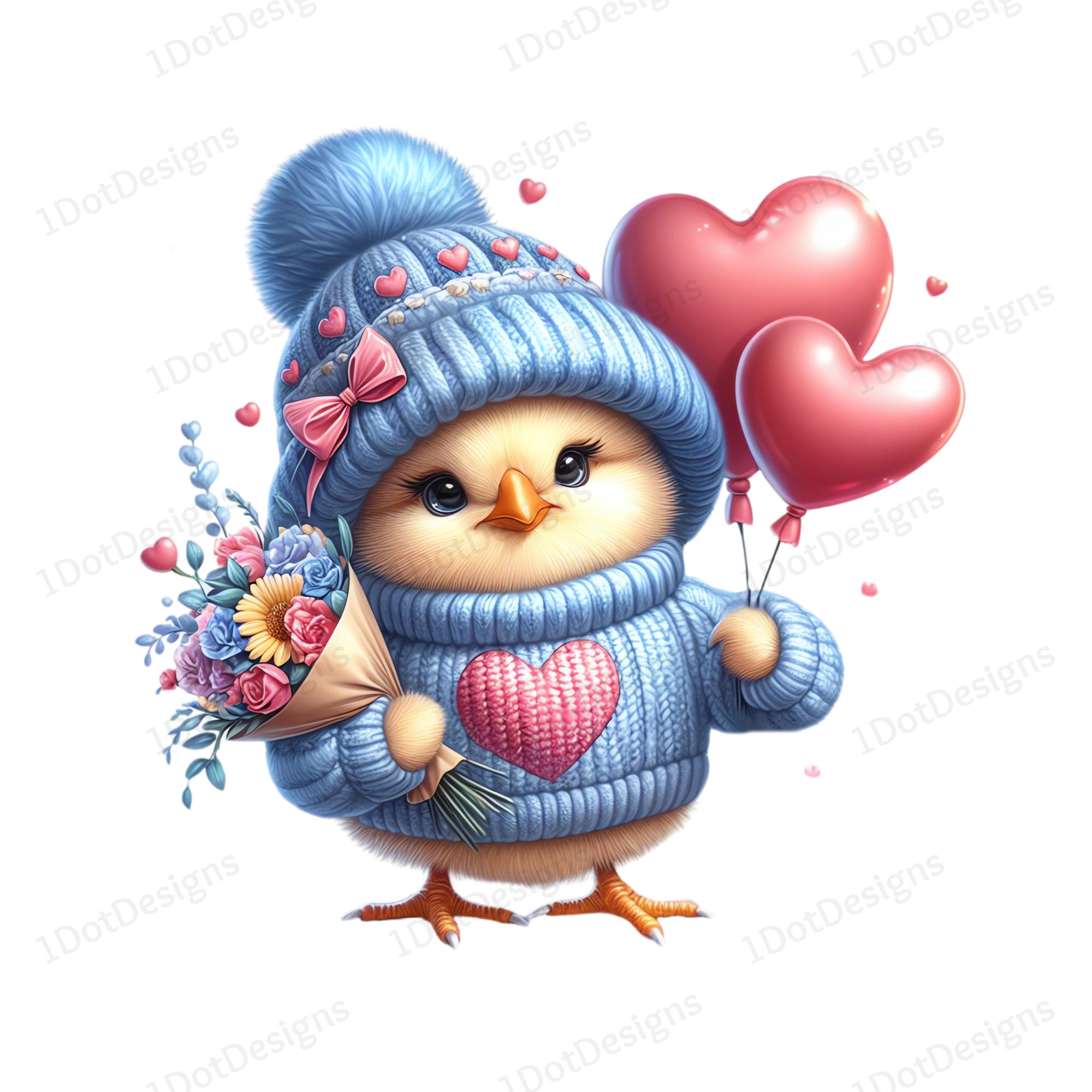 Valentine Chick Clipart Bundle, Valentines Day Clipart, Love Bird Png ...