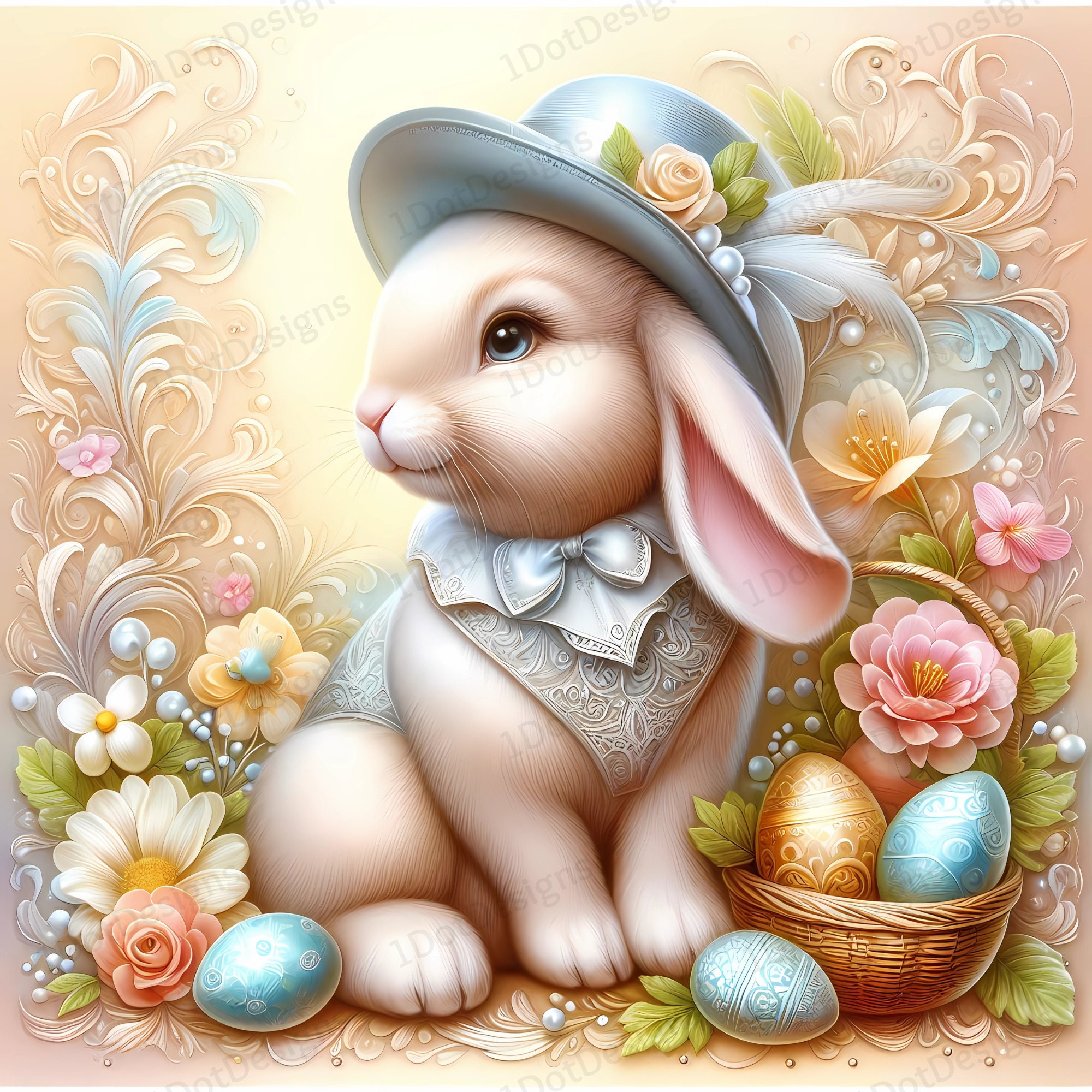 16 Jpgs Vintage Easter Bunny Digital Paper, Easter Papers, Easter ...