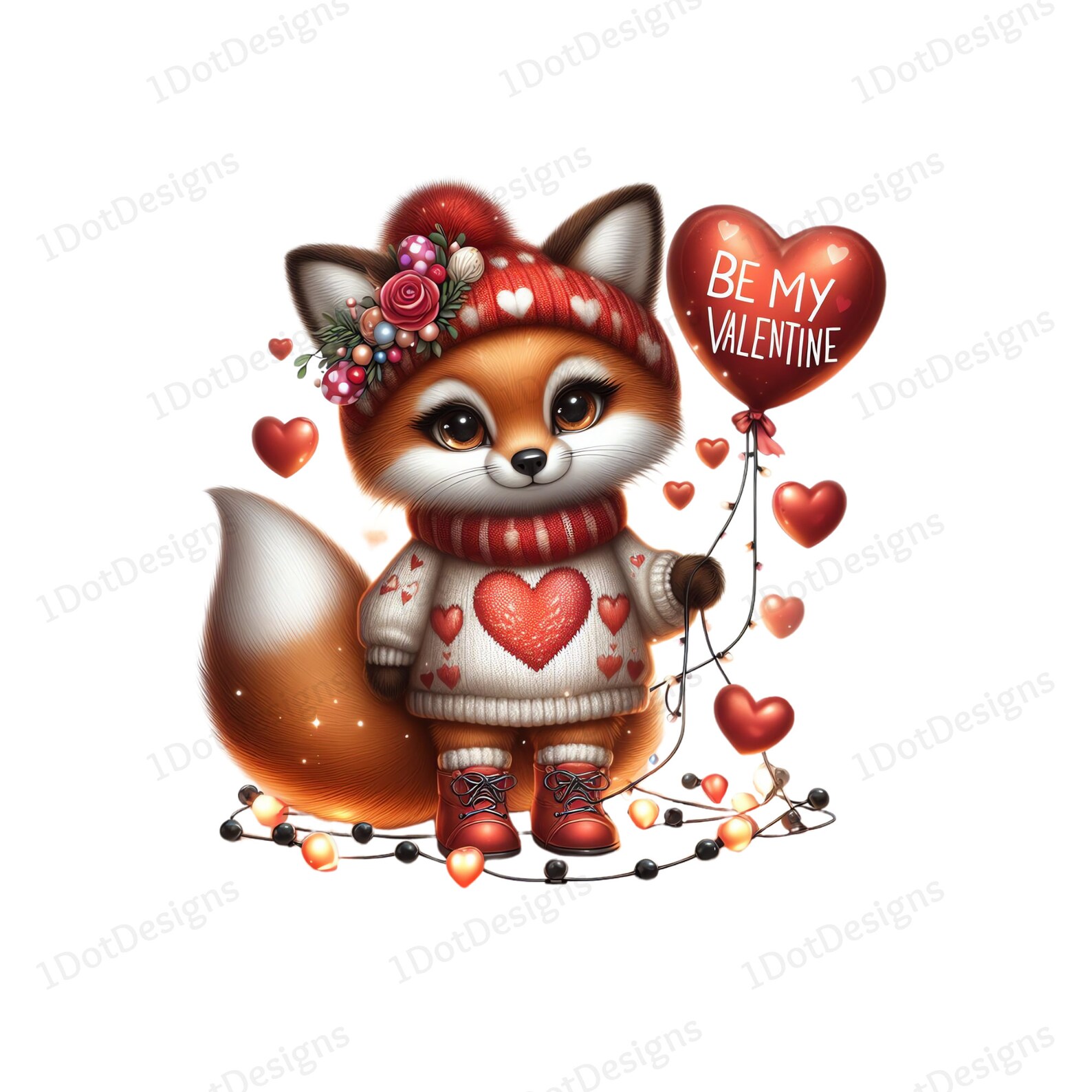 Valentine Fox Watercolor Clipart Bundle, Love Foxes (digital Download ...