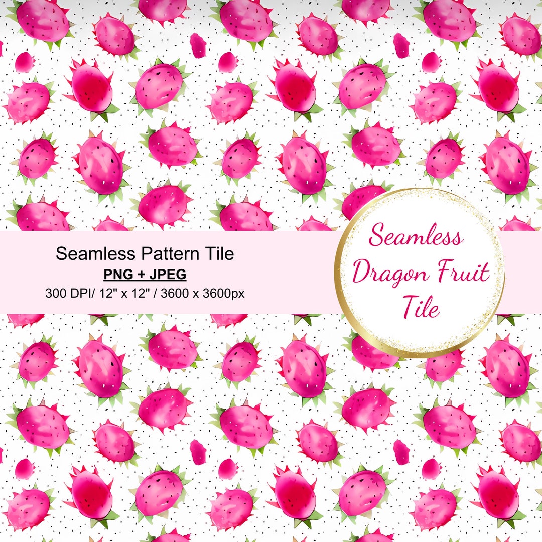 Dragon Fruit Digital Paper, Dragon Fruit Seamless Pattern, Exotic Fruit ...