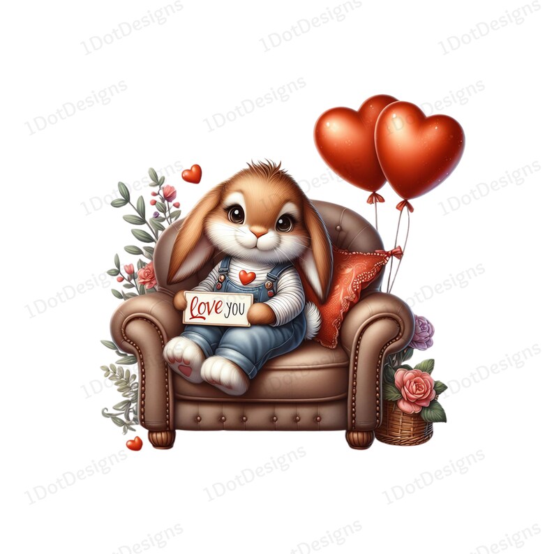 Love Bunny Clipart Bundle, Valentines Day Clipart, Love Clipart, Bunny ...