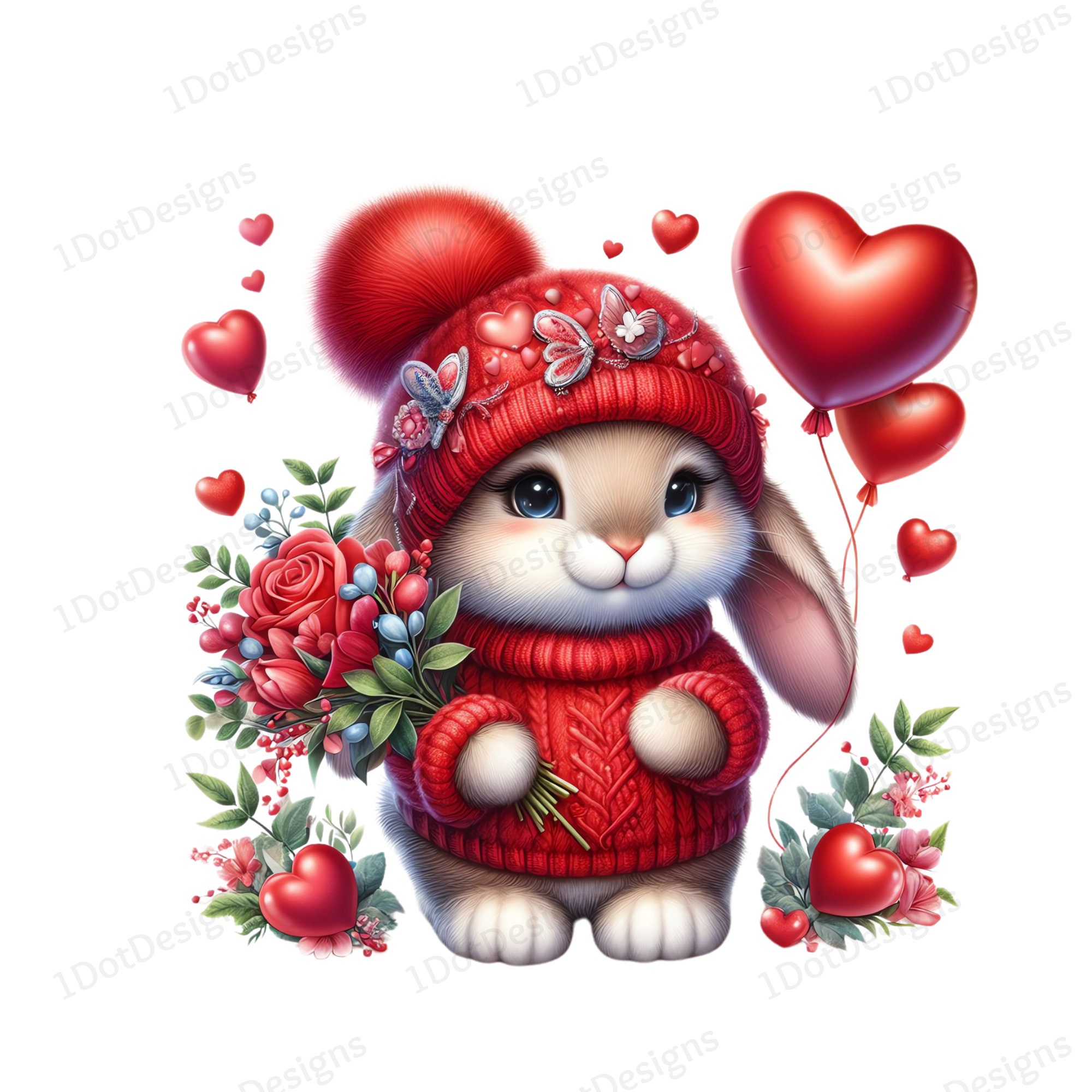 Valentine Bunny Clipart Bundle, Valentines Day Clipart, Love Clipart ...