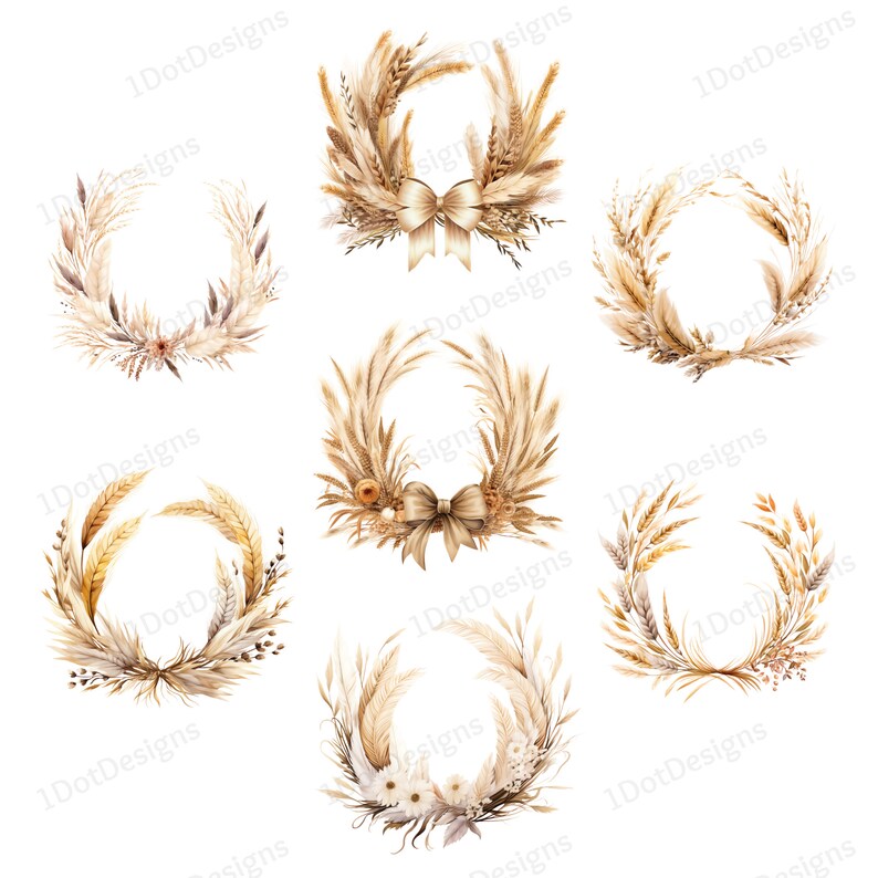 Boho Pampas Grass Wreath Clipart Bundle Pampas Grass PNG - Etsy