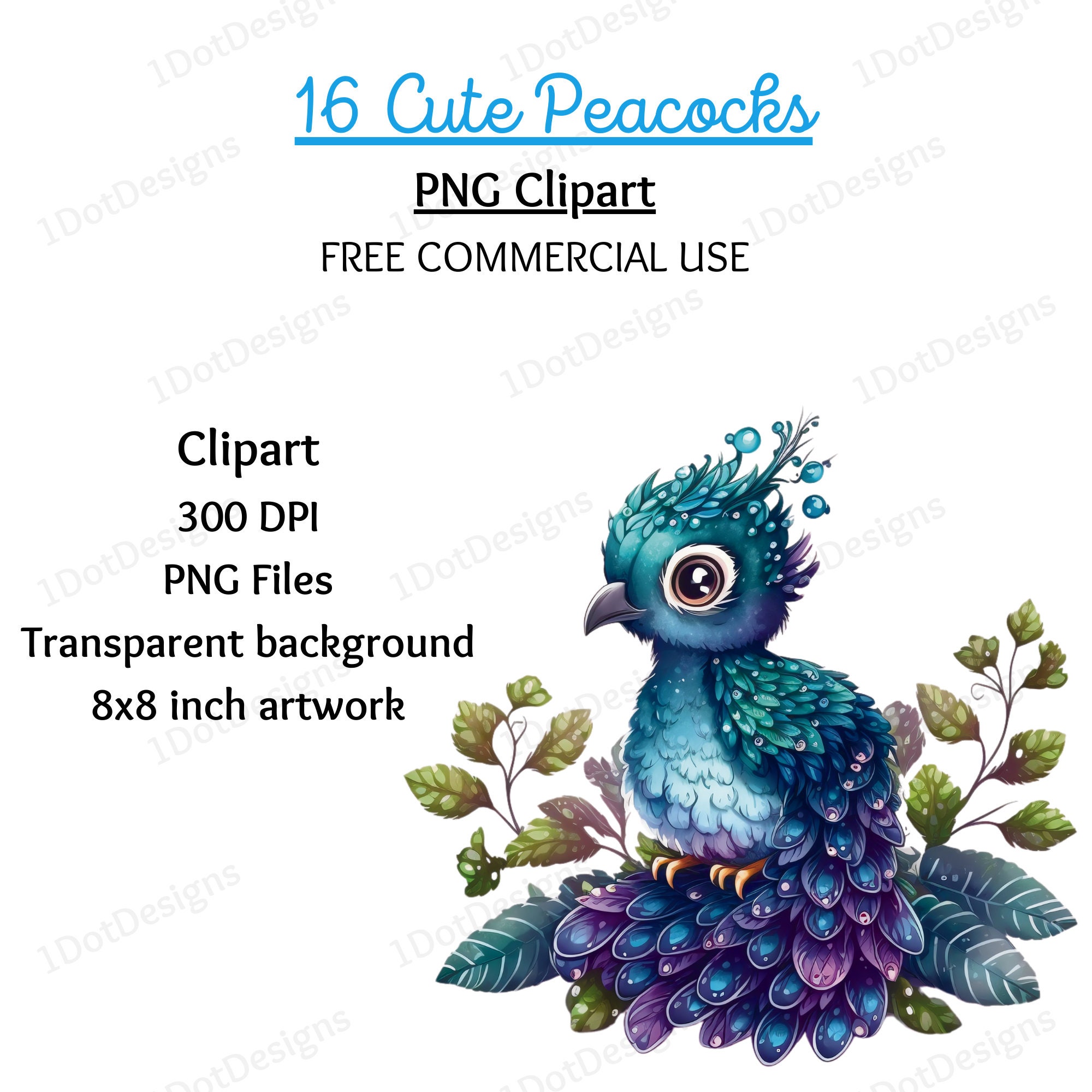 Cute Watercolor Baby Peacock Clipart Bundle (digital Download) - Etsy