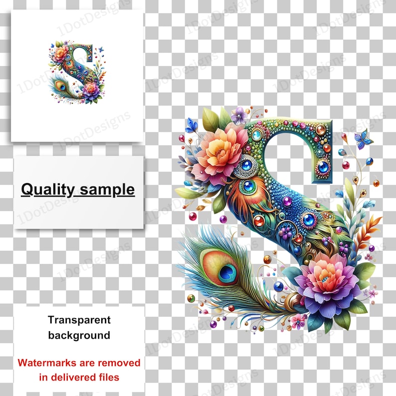 26 Fancy Peacock Alphabet Clipart Bundle, Peacock PNG, Letters Clipart ...