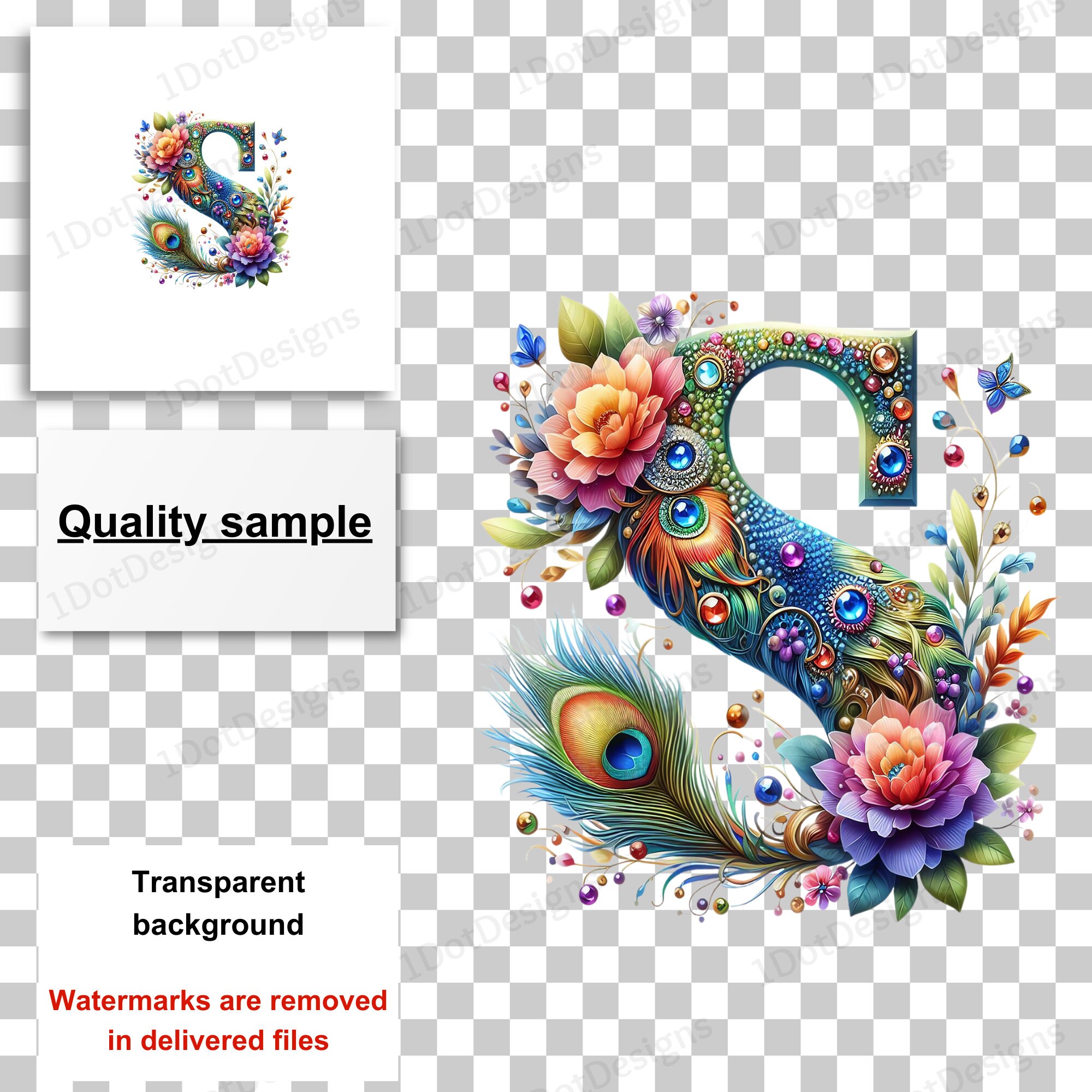 26 Fancy Peacock Alphabet Clipart Bundle, Peacock PNG, Letters Clipart ...