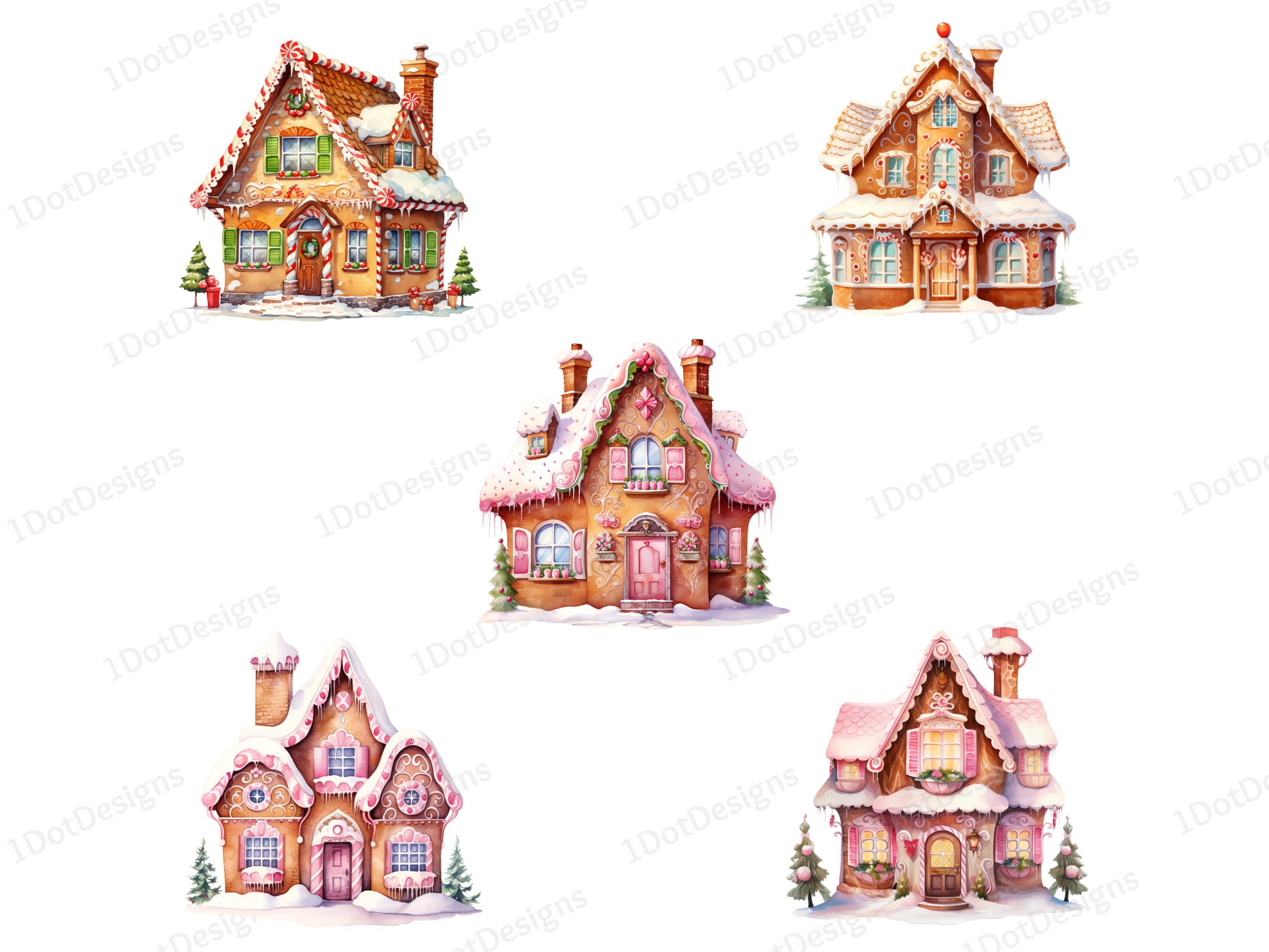 Gingerbread Houses Clipart Bundle, Christmas PNG, Christmas Clipart ...