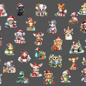Christmas Safari Clipart Bundle, Christmas PNG, Christmas Clipart ...