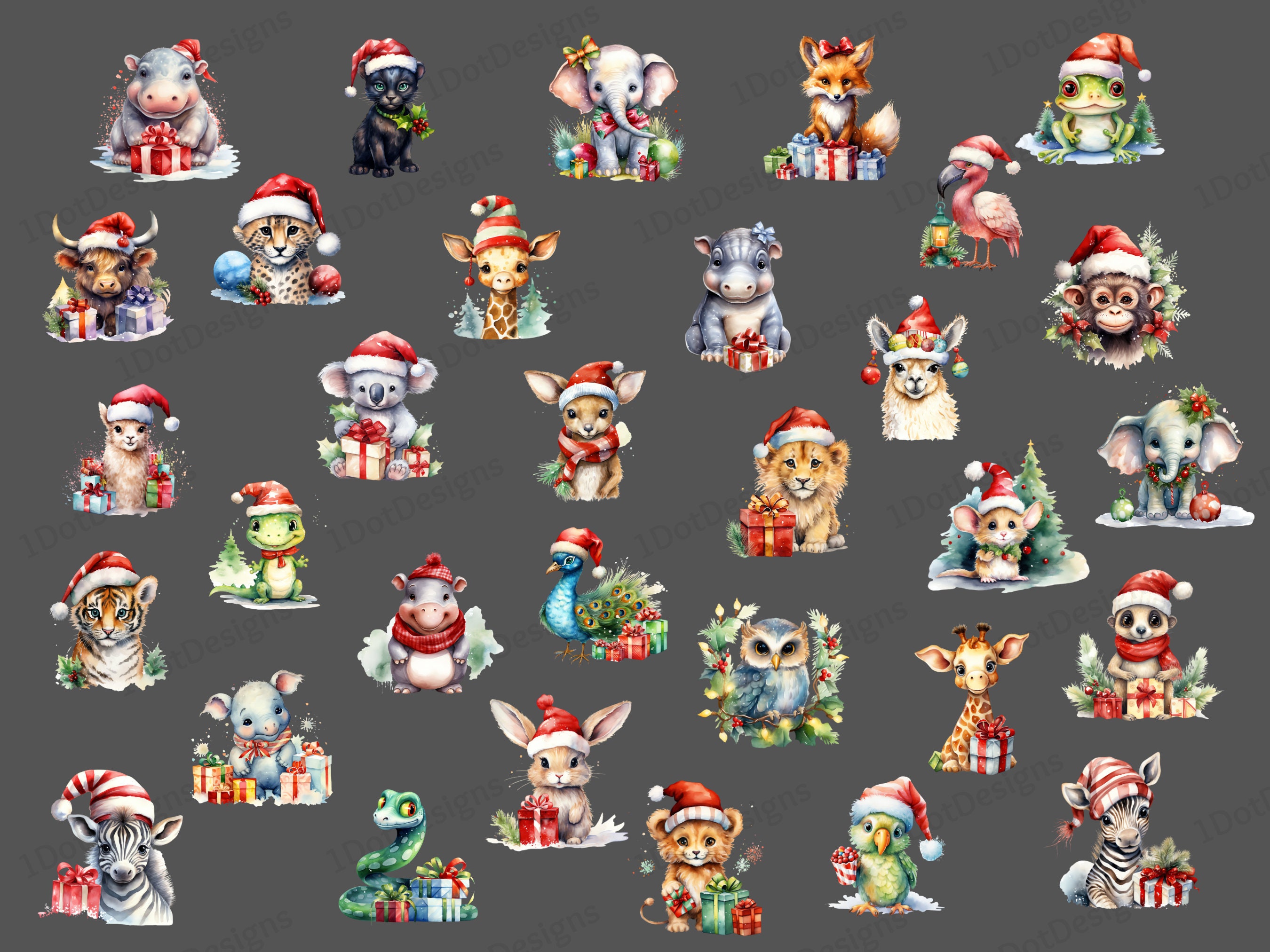 Christmas Safari Clipart Bundle, Christmas PNG, Christmas Clipart ...