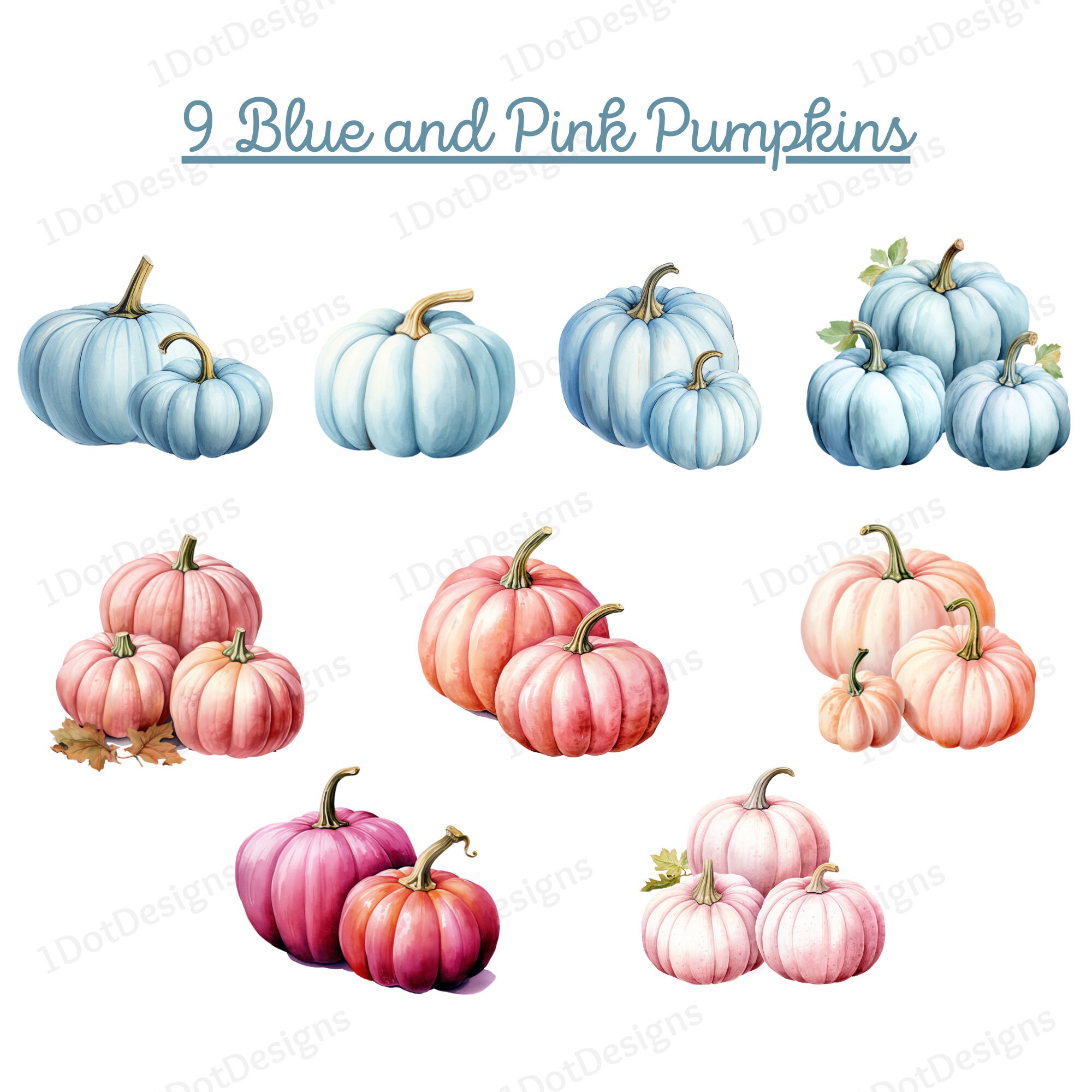 Colorful Pumpkins Clipart Bundle, Halloween PNG, Pumpkin Clipart ...