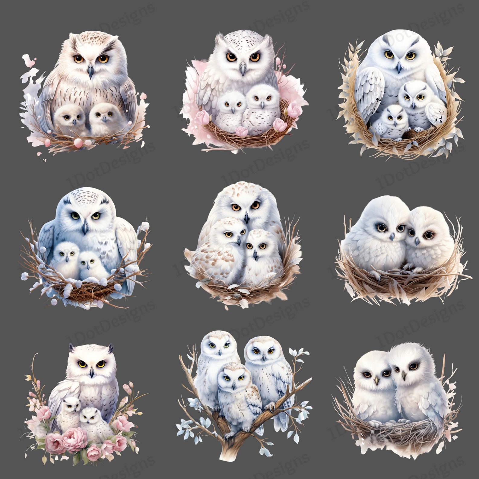 Snowy Owl Family Clipart Bundle Snow Owl PNG Nature Clipart - Etsy UK