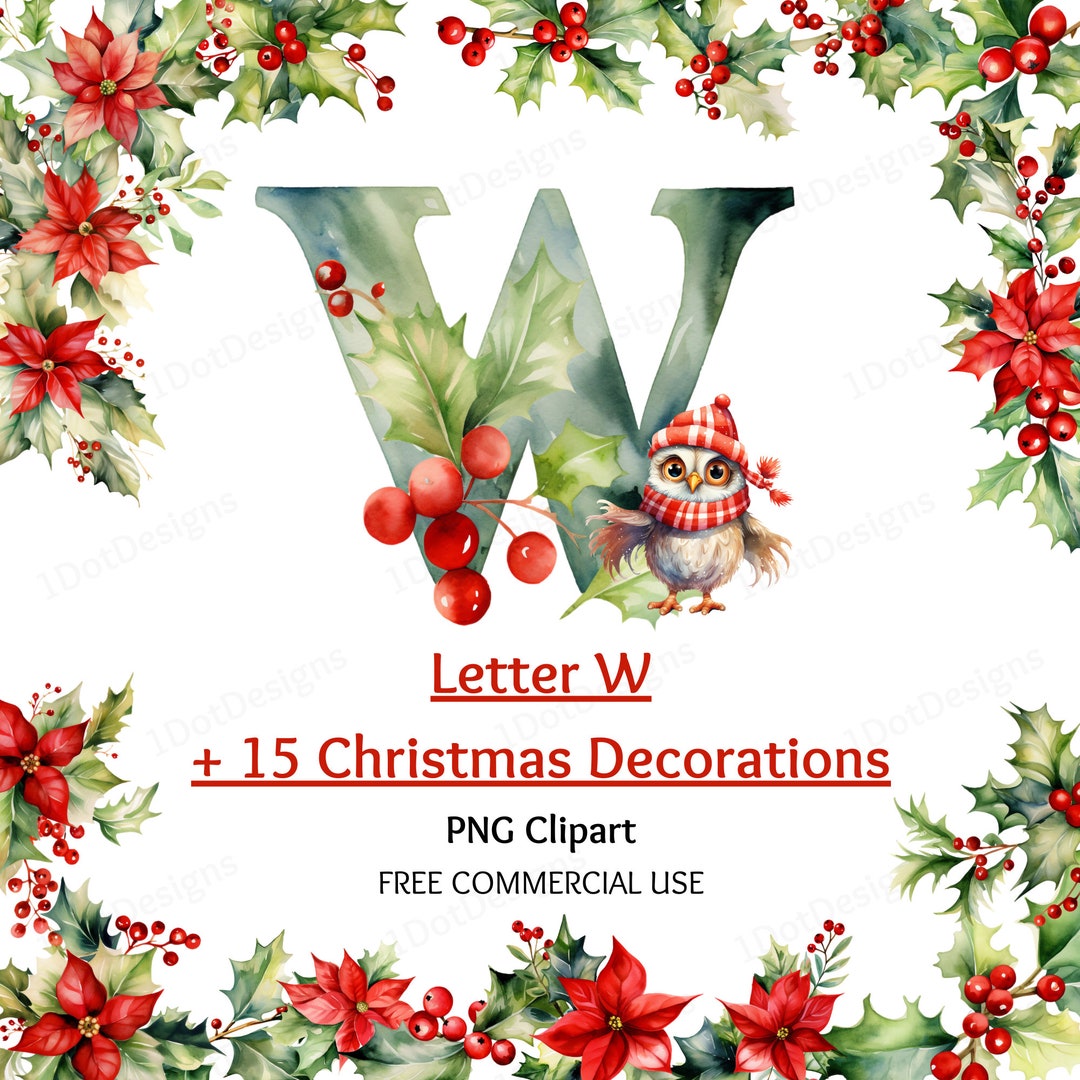Christmas Letter W Clipart Bundle, Christmas PNG, Christmas Clipart ...