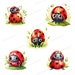 Cute Baby Ladybug Clipart Bundle, Nursery PNG, Watercolor Clipart ...