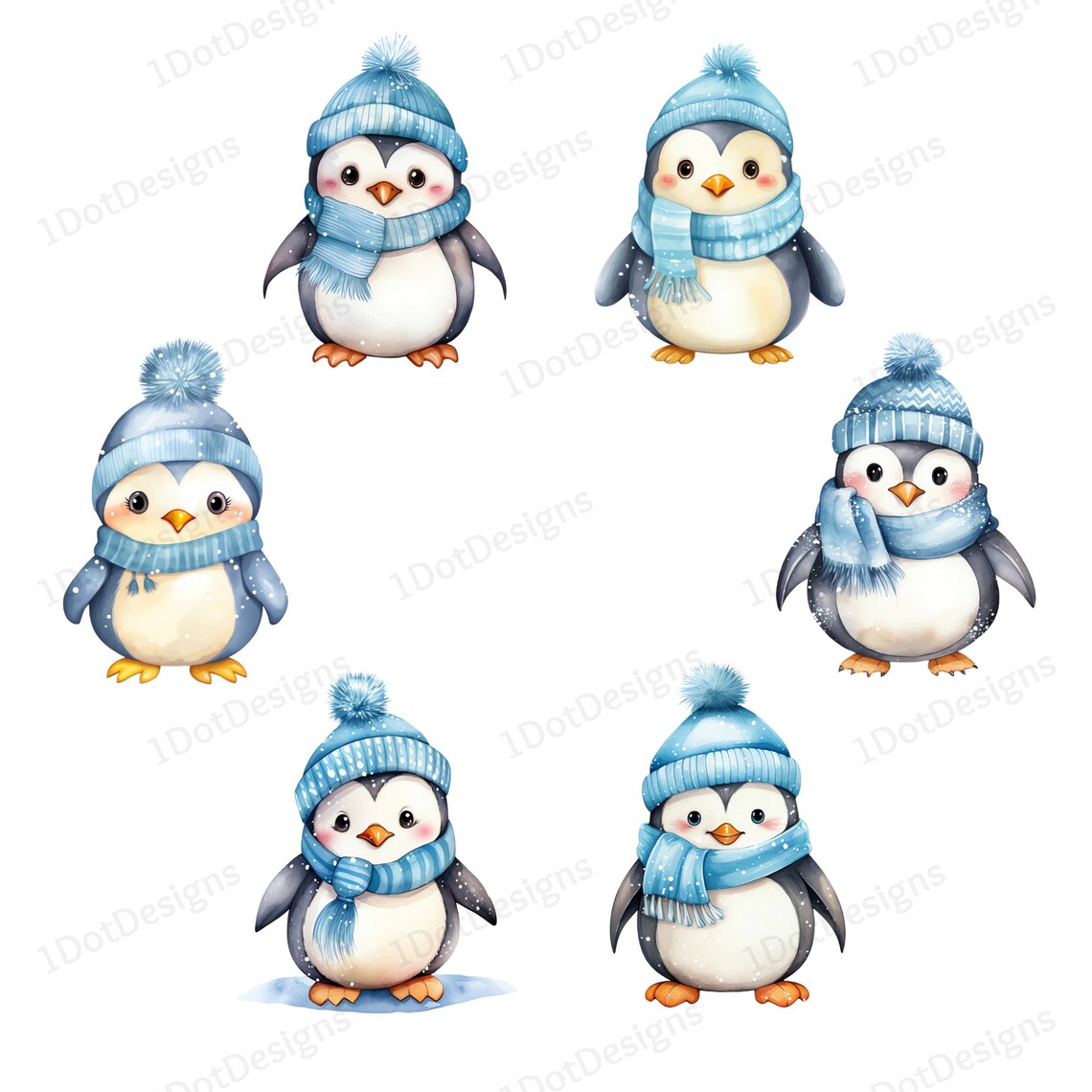 Blue Penguin Clipart Bundle, Christmas PNG, Christmas Clipart, Baby ...