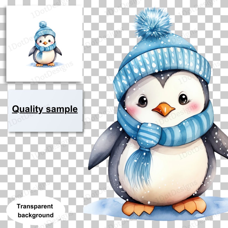 Blue Penguin Clipart Bundle, Christmas PNG, Christmas Clipart, Baby ...