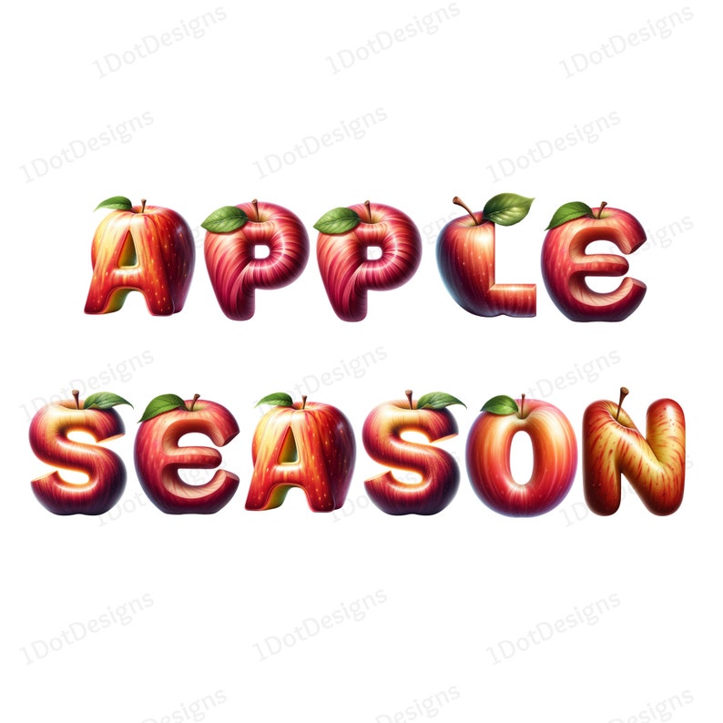 36 Apple Alphabet Clipart Bundle, Apple PNG, Letters Clipart, Fancy ...