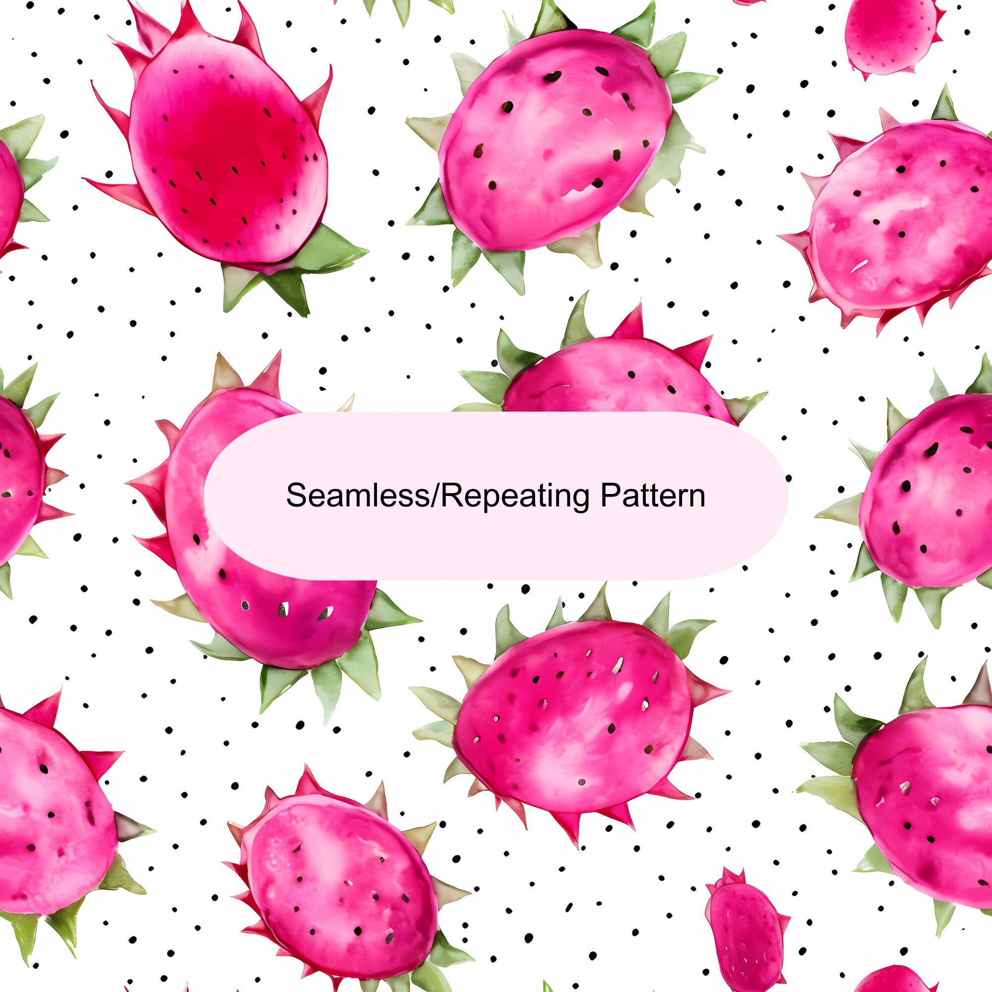 Dragon Fruit Digital Paper, Dragon Fruit Seamless Pattern, Exotic Fruit ...