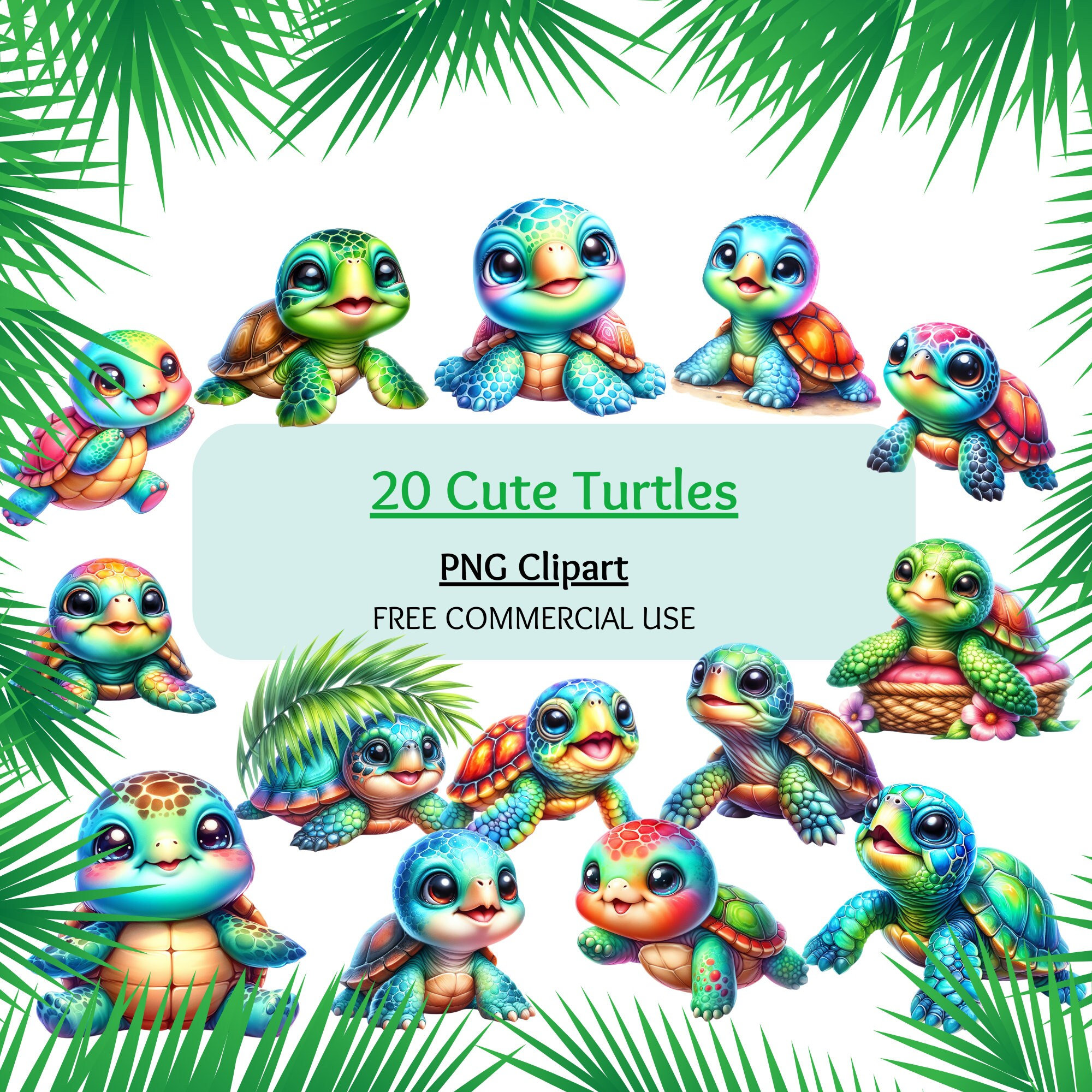 Cute Turtle Clipart Bundle, Baby Turtle PNG, Baby Turtle Clipart ...