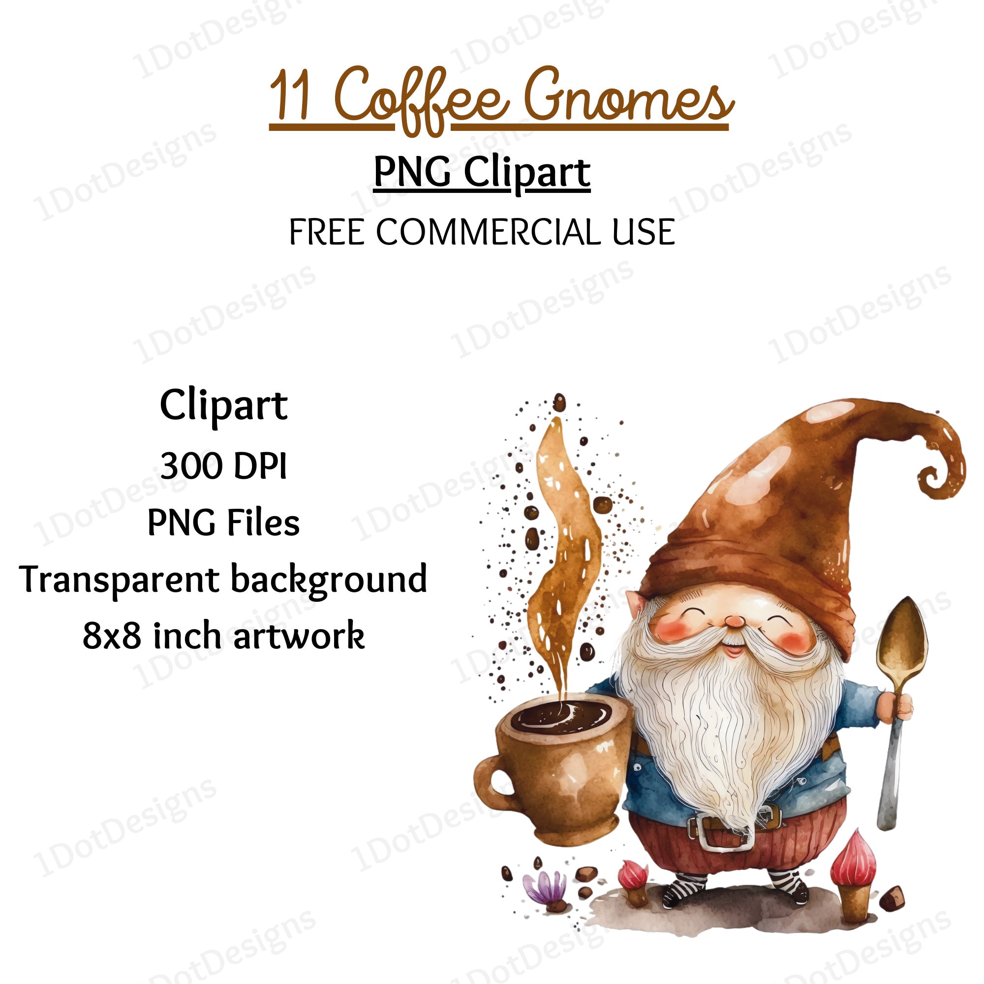 Coffee Gnome PNG Clipart, Watercolor Gnomes, Gnome Png, Coffee Clipart ...