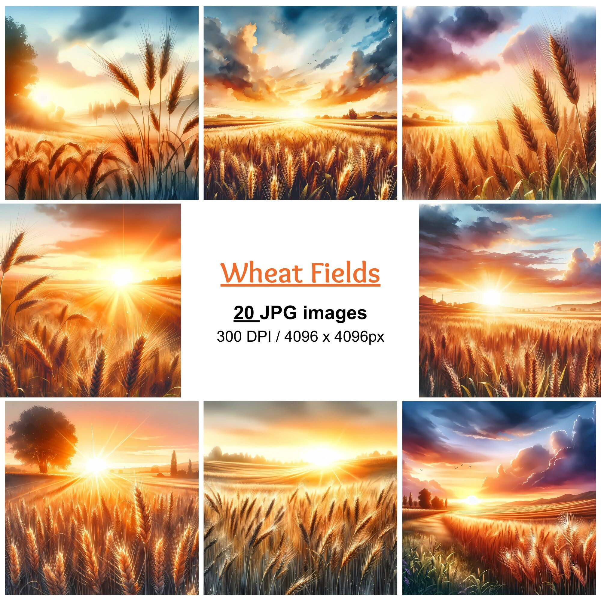 Golden Wheat Fields Digital Paper 20 Jpgs, Wheat Backdrop, Summer Field ...