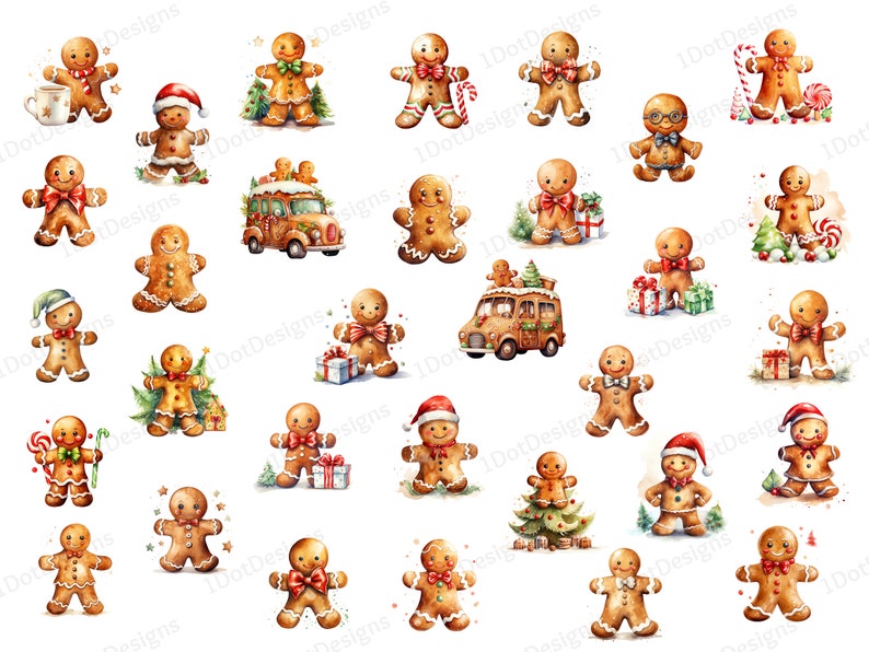 Gingerbread Man Clipart Bundle, Christmas PNG, Christmas Clipart ...