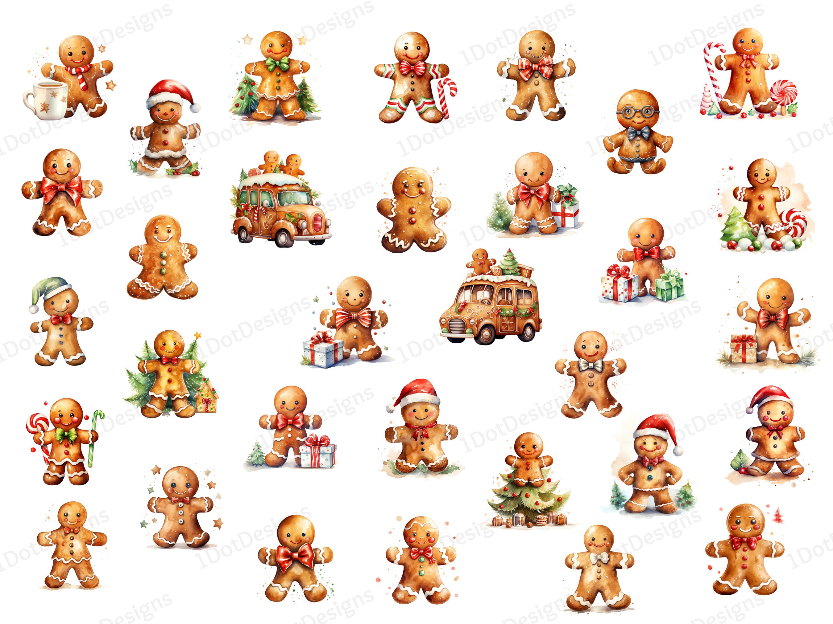 Gingerbread Man Clipart Bundle, Christmas PNG, Christmas Clipart ...