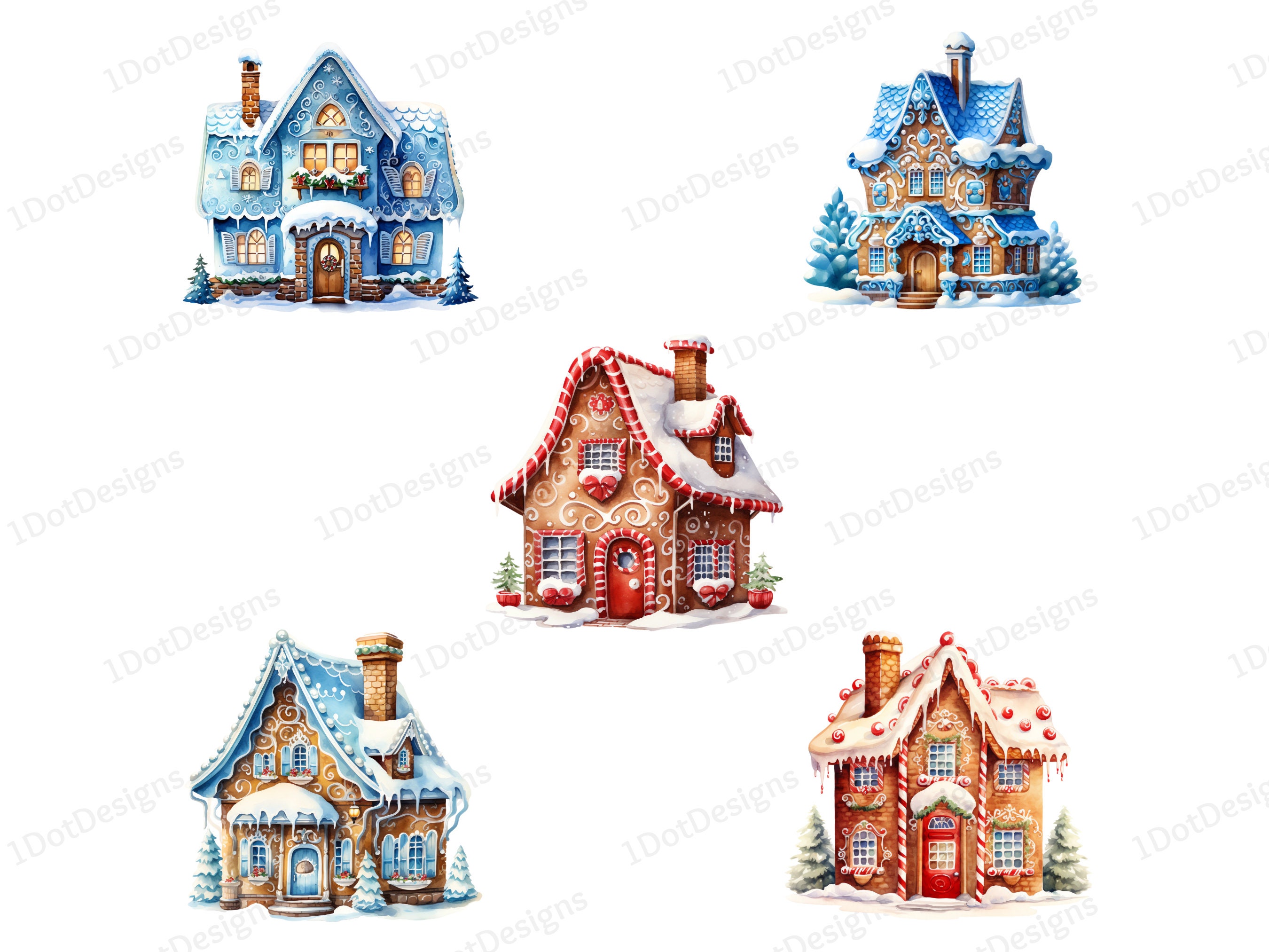 Gingerbread Houses Clipart Bundle, Christmas PNG, Christmas Clipart ...