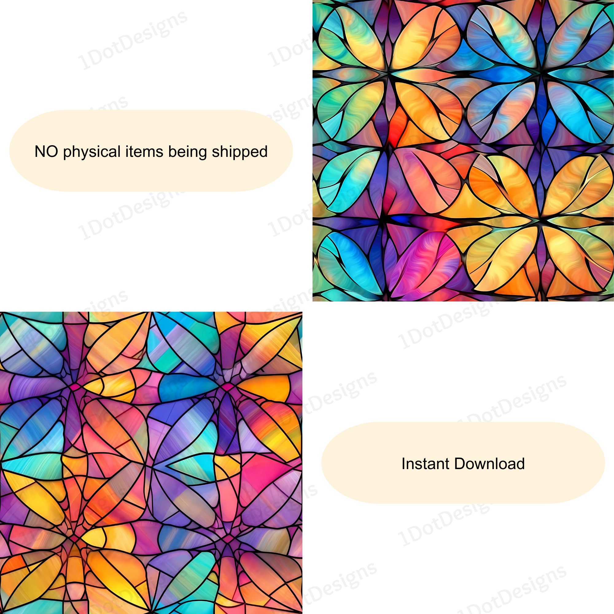 Pastel Stained Glass Digital Paper 14 Seamless Patterns - Etsy