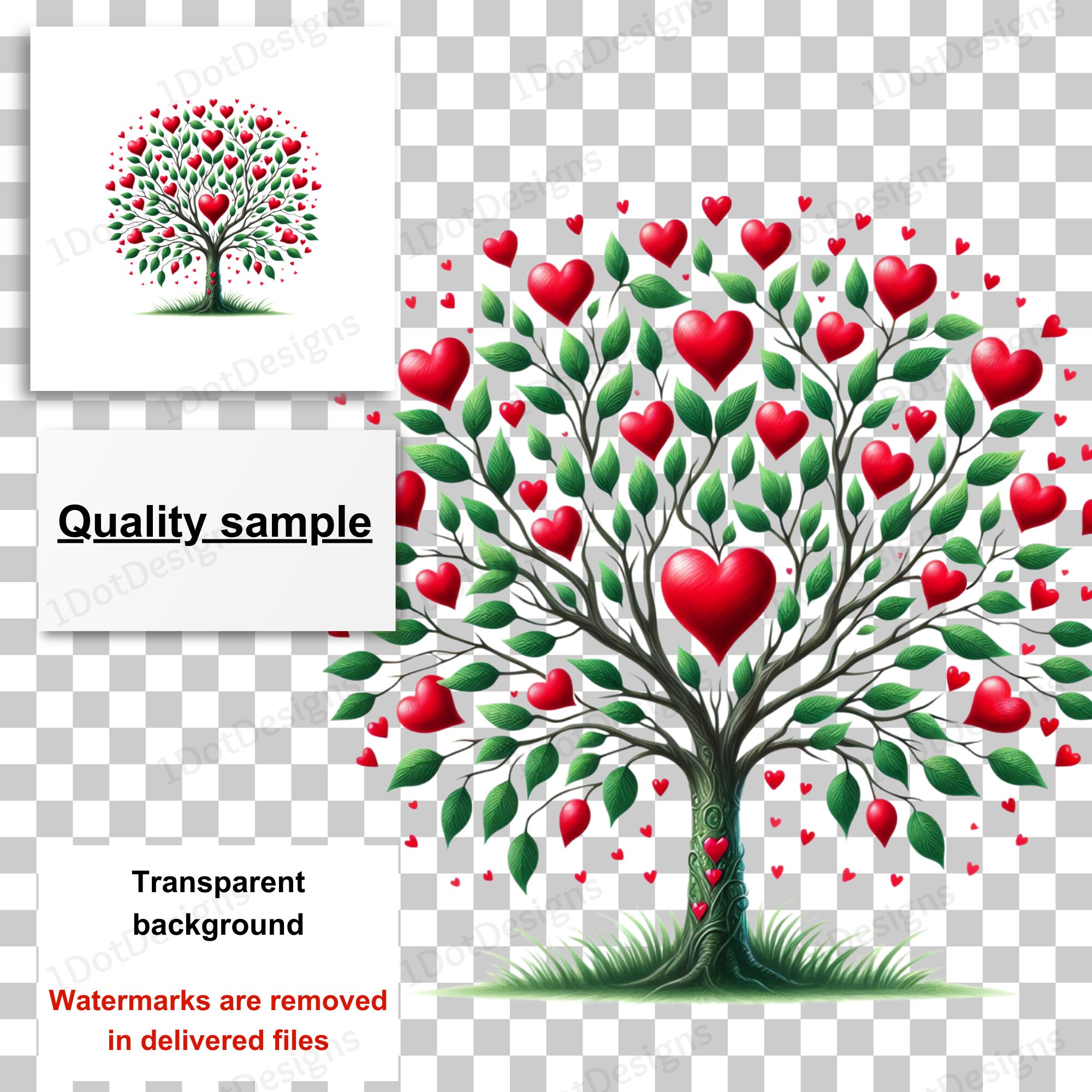 Love Tree Clipart Bundle, Love Clipart, Tree of Love, Valentines ...