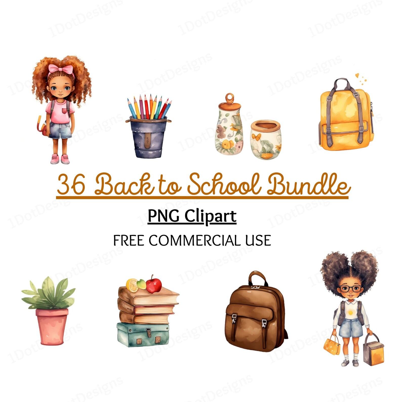 Back to School Clipart Bundle, School PNG, Watercolor Clipart, Back to ...